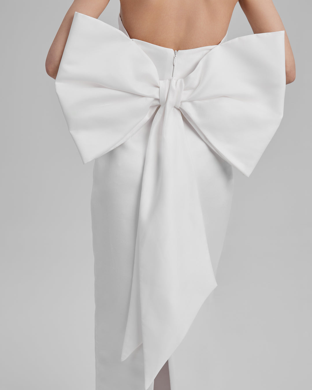 GIGI DRESS + BIG BOW | strapless cone maxi in white – BAÉ