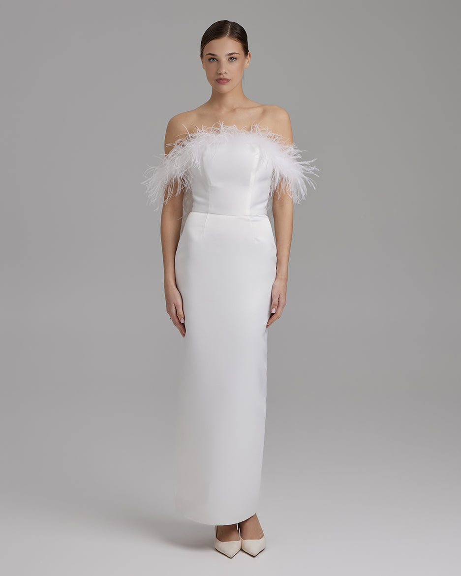 ARIA DRESS | strapless cone maxi in white – BAÉ